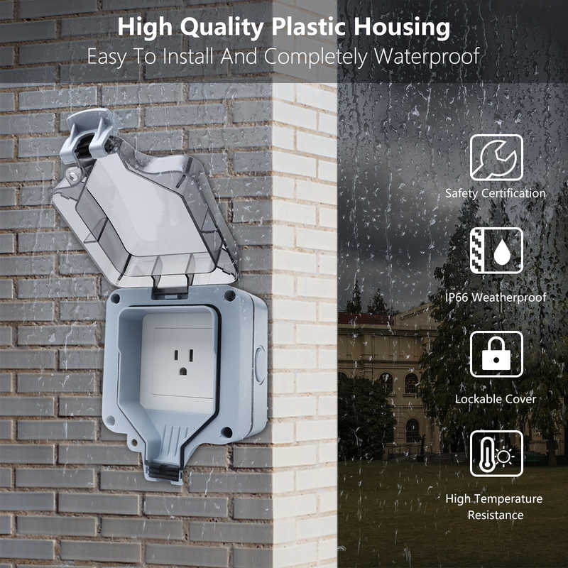 1 Gang Switched Socket 15Amp Single outdoor socket IP66 125V