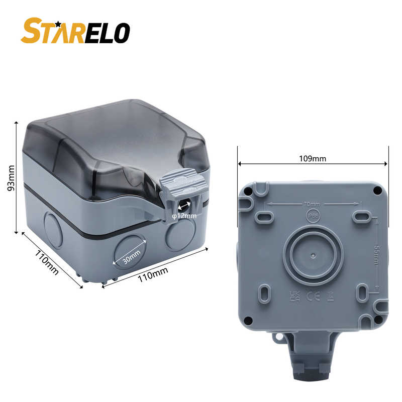 1 Gang Switched Socket 15Amp Single outdoor socket IP66 125V