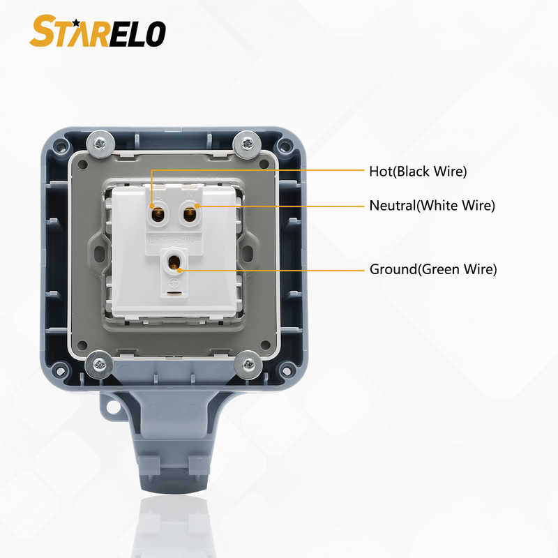 1 Gang Switched Socket 15Amp Single outdoor socket IP66 125V