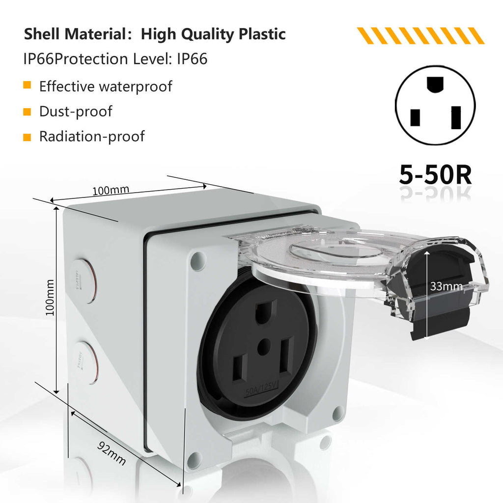STARELO 50Amp Power Outlet Box NEMA 5-50R 125V ETL Listed