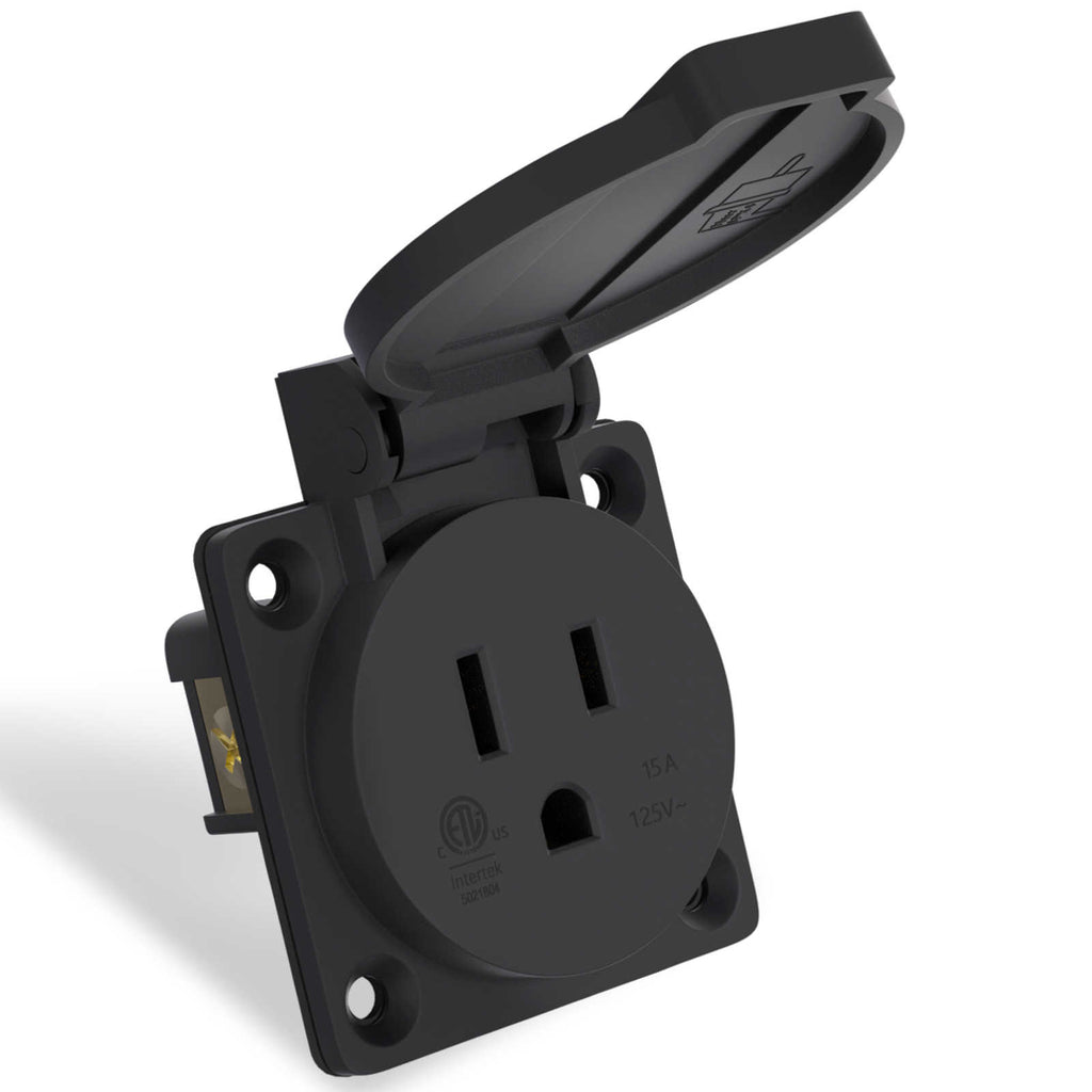 Power Outlet Receptacle with Cover for Outdoor Use