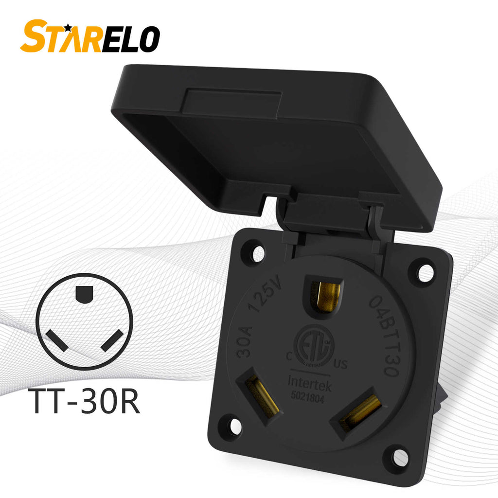 NEMA TT-30R 30A RV/EV Power Outlet with Cover 125/250Volt