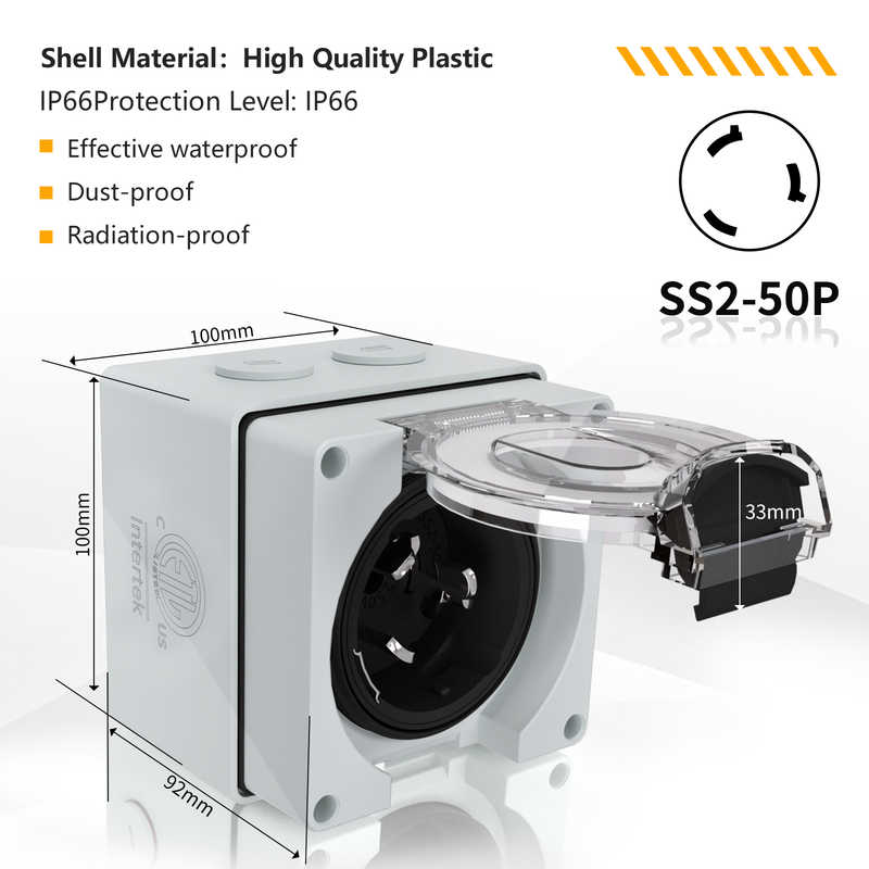 NEMA SS2-50P 50A Generator Power Inlet Box Weatherproof