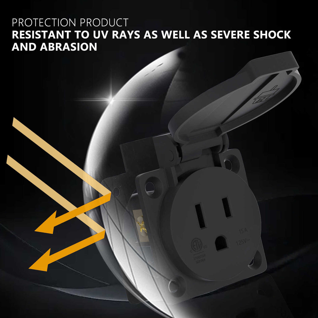 Power Outlet Receptacle with Cover for Outdoor Use