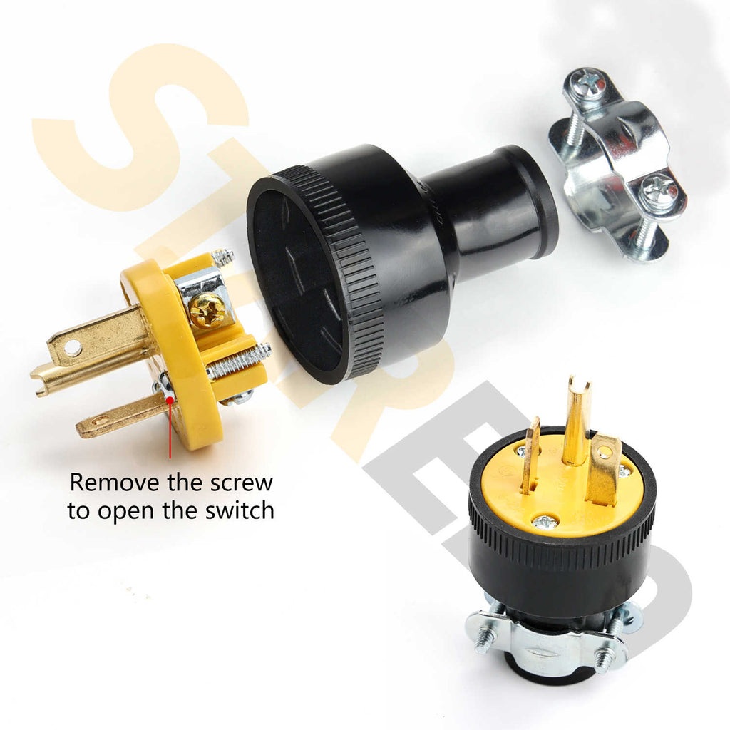 Electrical Replacement Plug Extension Cord End 250V 20A 2Pole 3Wire ...